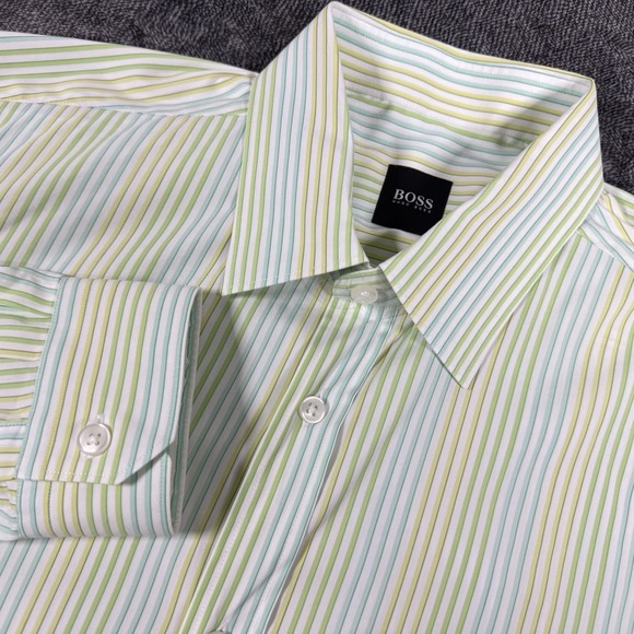 Hugo Boss | Shirts | Hugo Boss Button Up Shirt Mens M 394 Blue Green ...